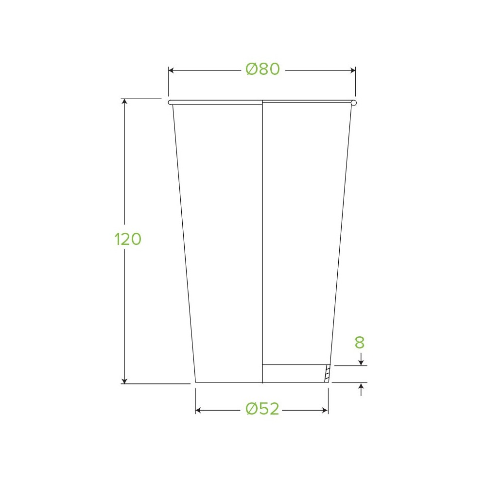 12oz (80mm) Single Wall Coffee Cup White 1000 pcs