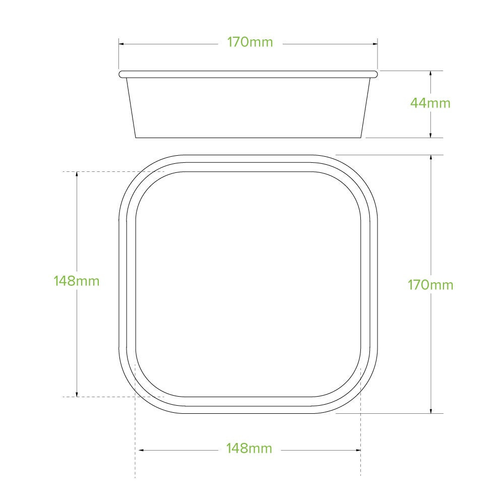750ml square container with PLA lining (320gsm) FSC Mix - white 300 pcs