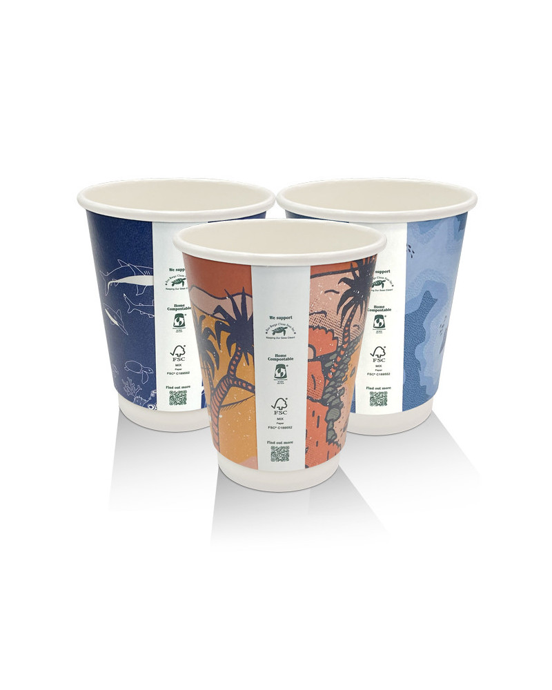 12oz Aqueous Coated Art Series Double Wall Cup (90mm) - 500 pcs